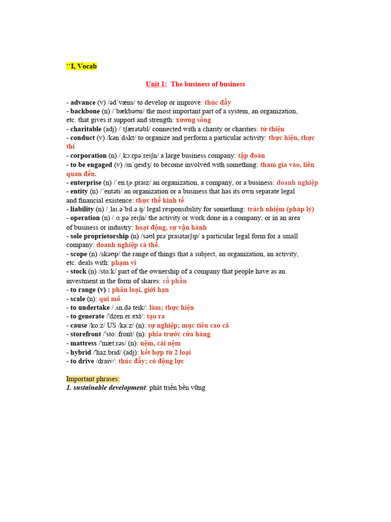 Vocab + Writing Cob1 | PDF