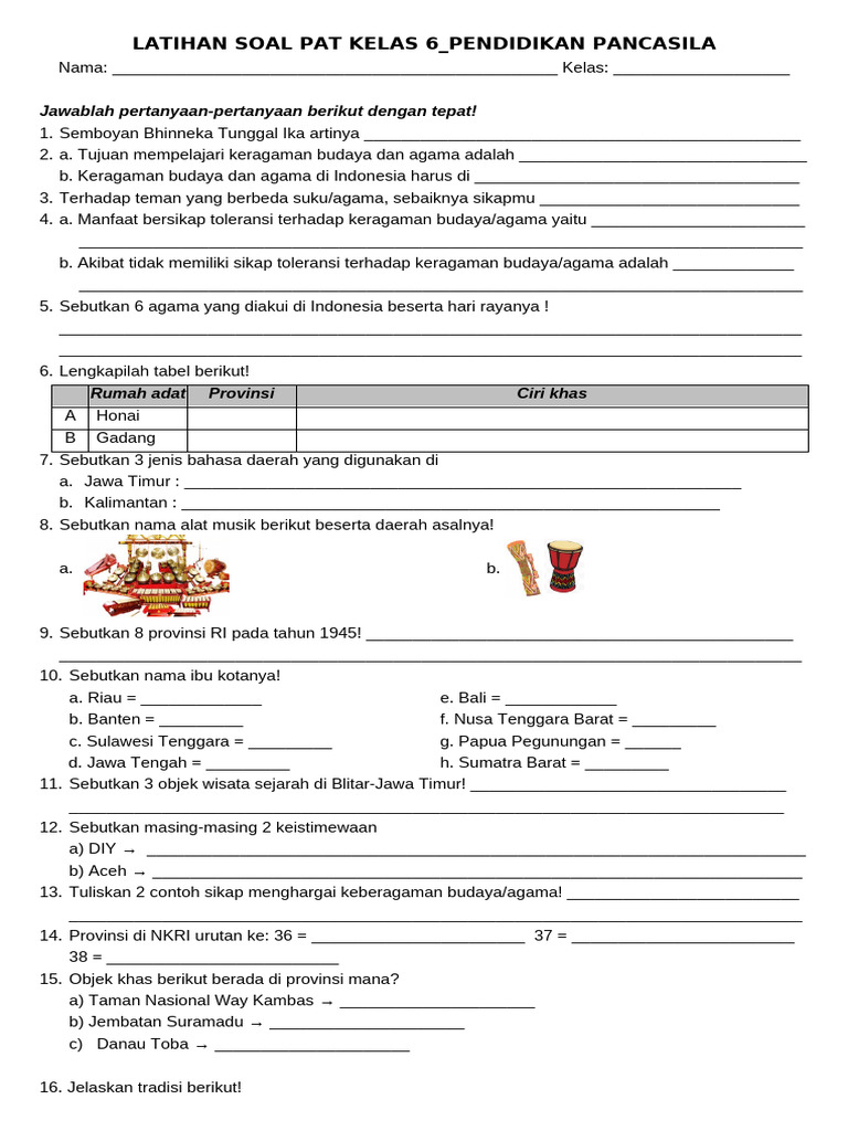 Latsoal SAT PKN 6 Dan Jawaban | PDF