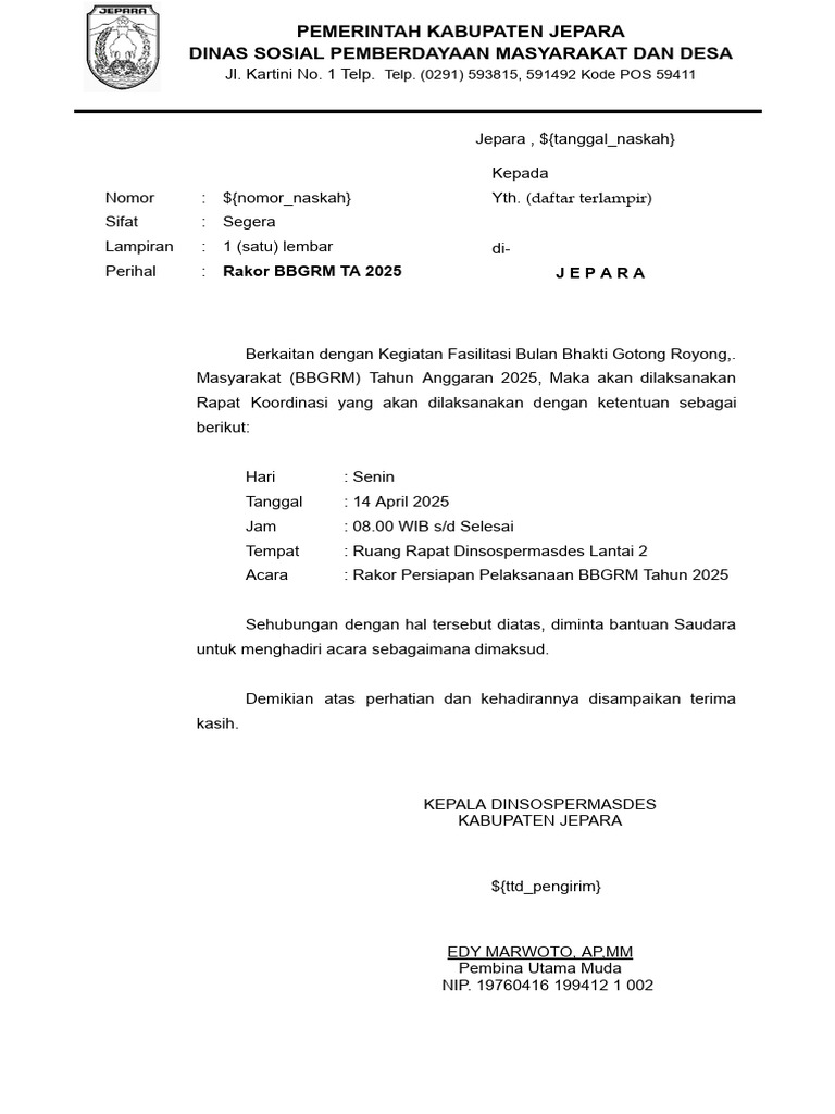 Surat Undangan BBGRM 2025 | PDF