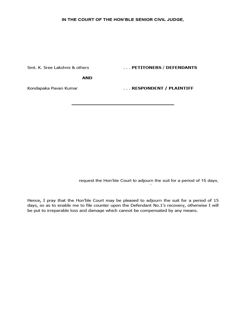 Adjournment Petition in OS | PDF | Public Law | Justice