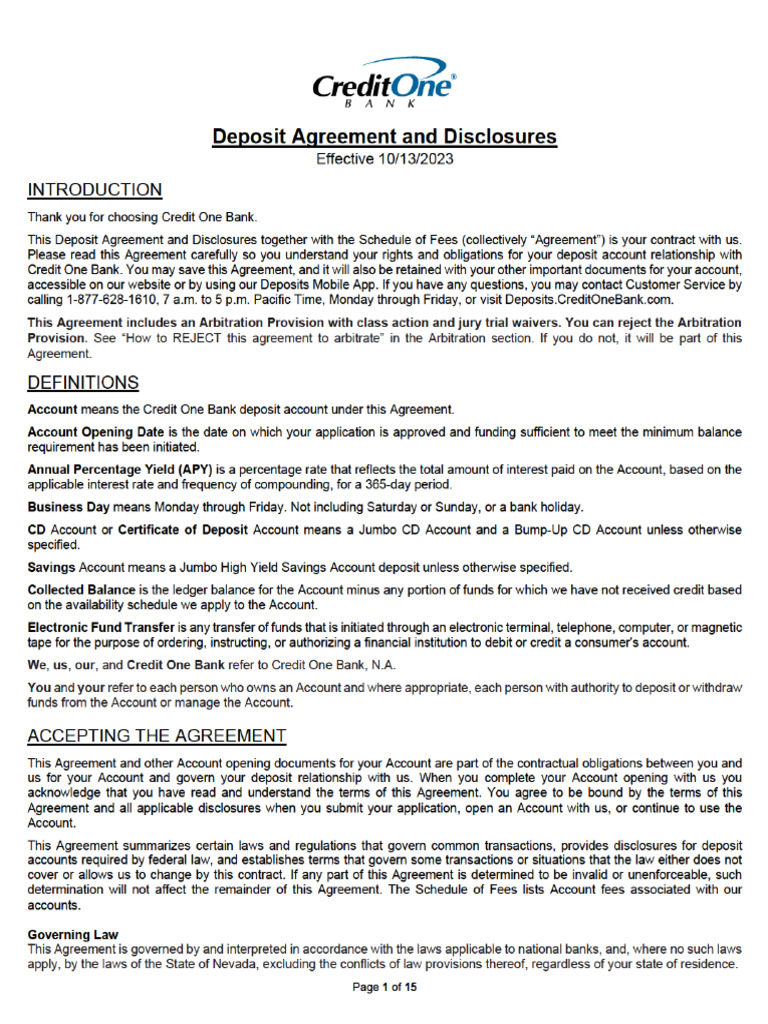 Deposit Agreement Disclosures | PDF | Certificate Of Deposit | Arbitration