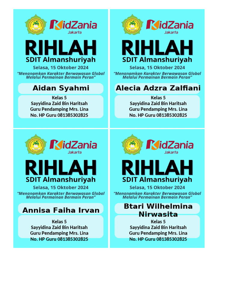 Format Kartu Rihlah | PDF