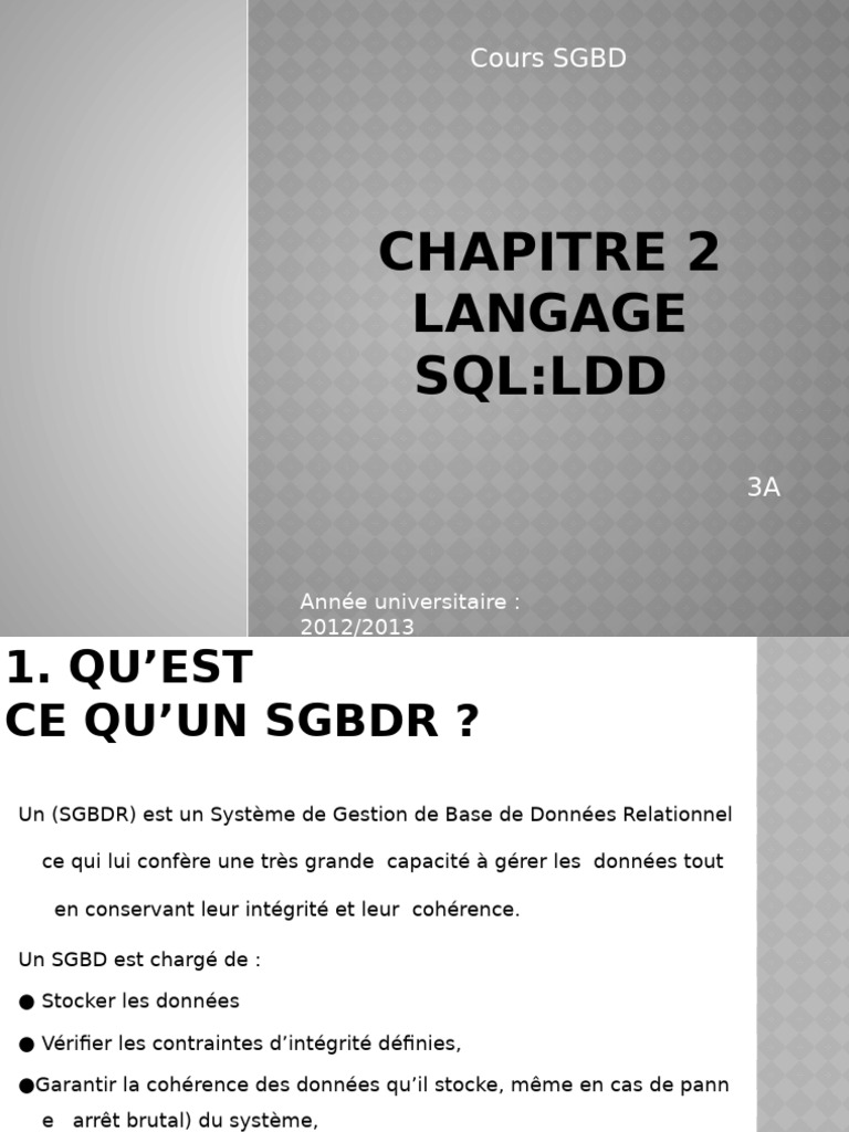 Cours LDD | PDF | Base de données relationnelle | SQL