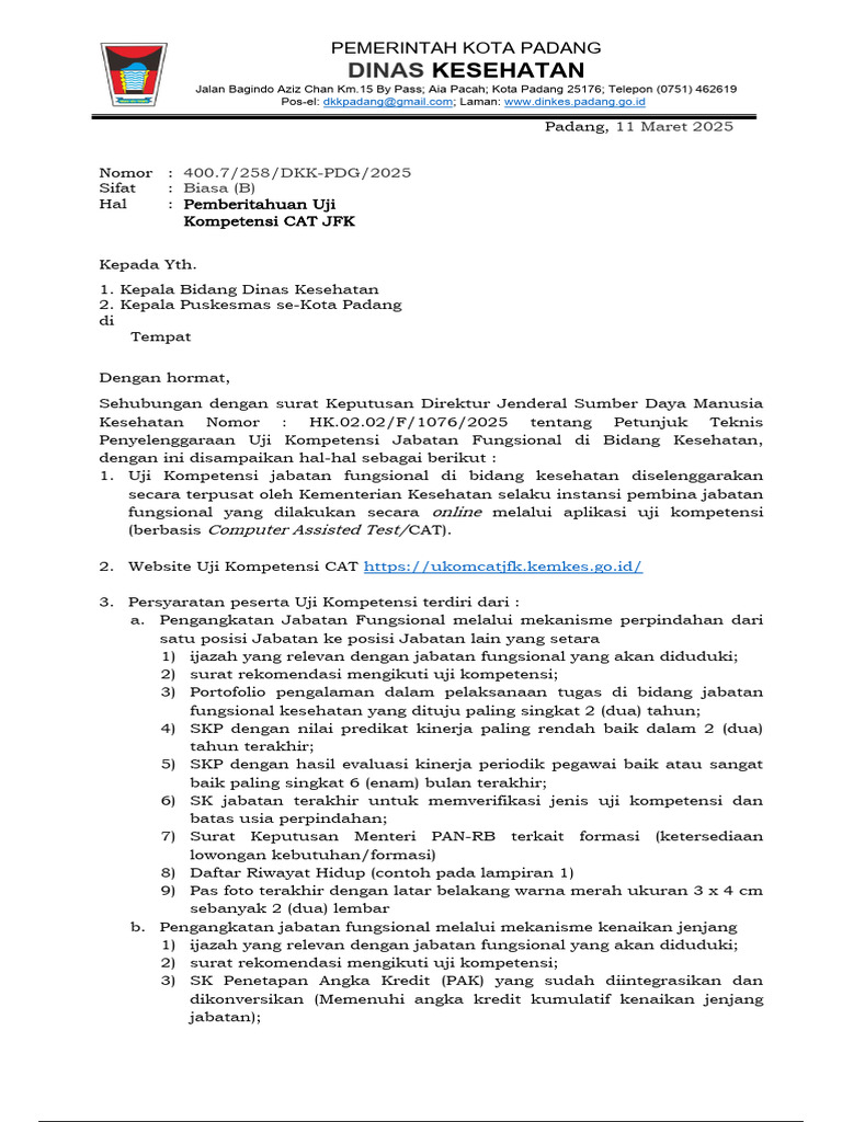 20250311133625surat Pemberitahuan UKOM CAT JFK | PDF