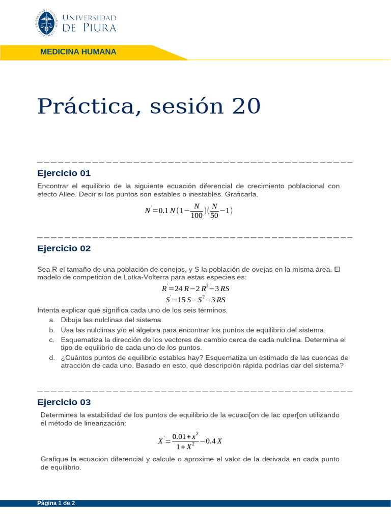 Práctica, Clase 20, Matemática | PDF