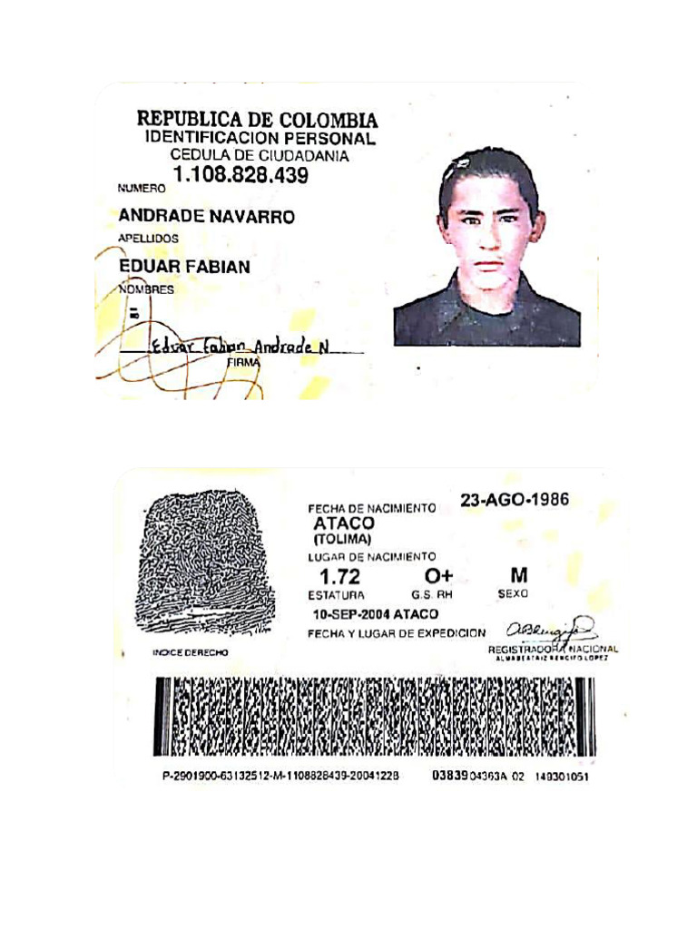 Cedula Eduar Andrade | PDF