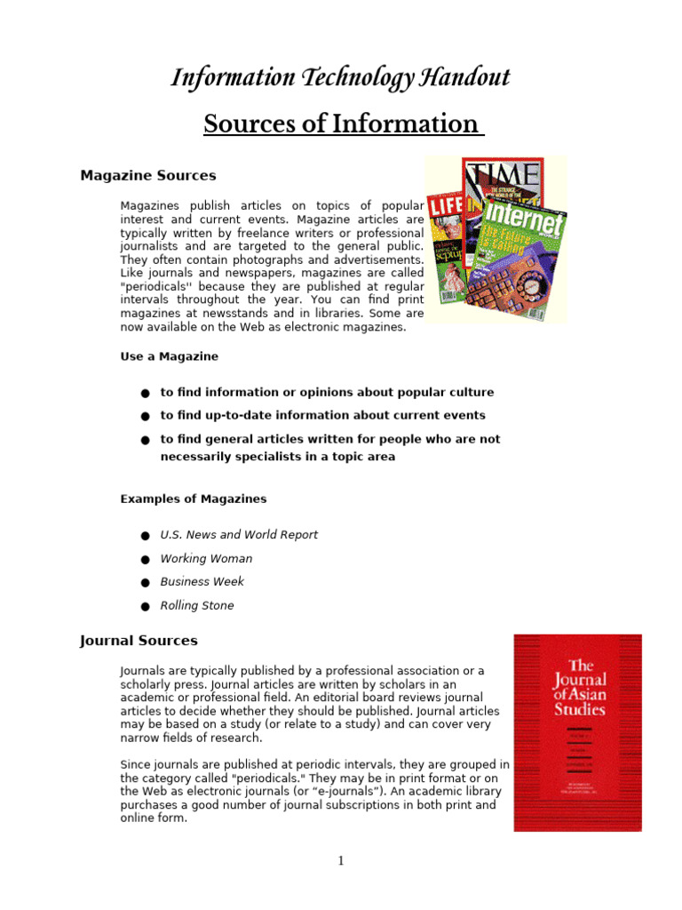 Information Sources in Research | PDF | World Wide Web | Internet & Web