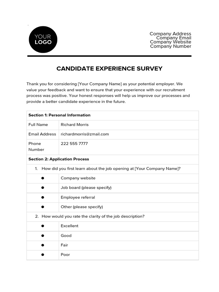 Candidate Experience Survey HR | PDF | Recruitment | Business