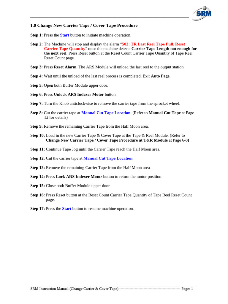 Change Tape Procedure (ARS-H 3.0) | PDF