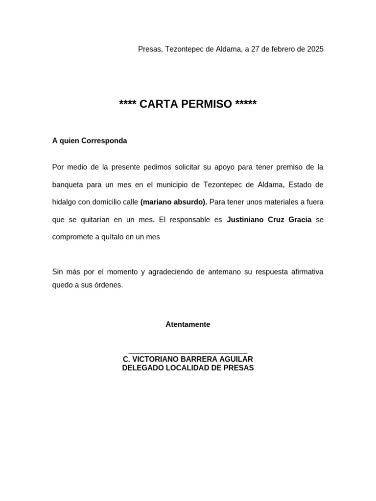 Carta Permiso | PDF