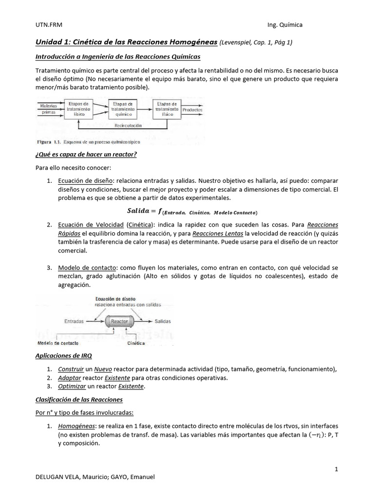 Cinética de Reacciones Homogéneas | PDF | Cinética química | Reactor ...