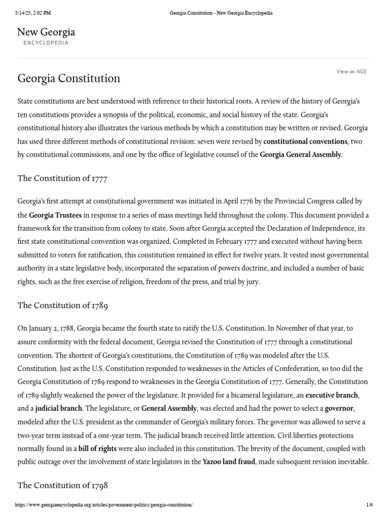 Georgia Constitution - New Georgia Encyclopedia | PDF | Constitution ...