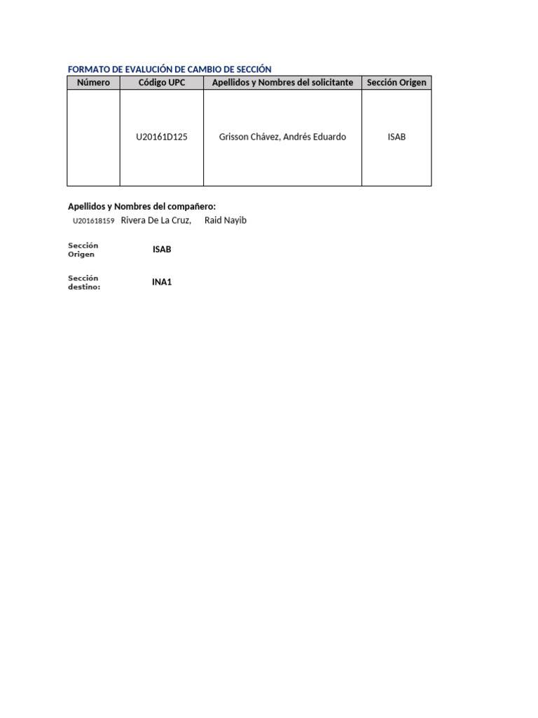 Formato Cambio de Sección | PDF