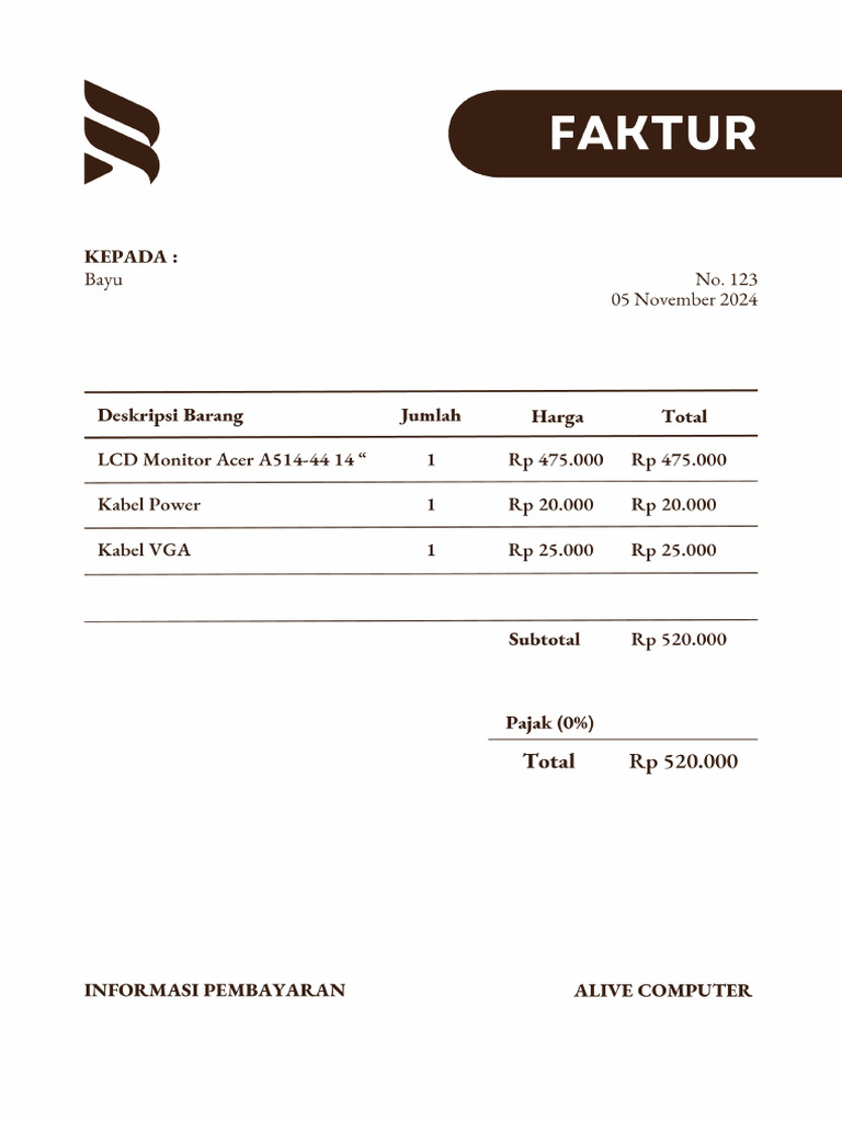 Putih Cokelat Minimalis Faktur Simpel | PDF