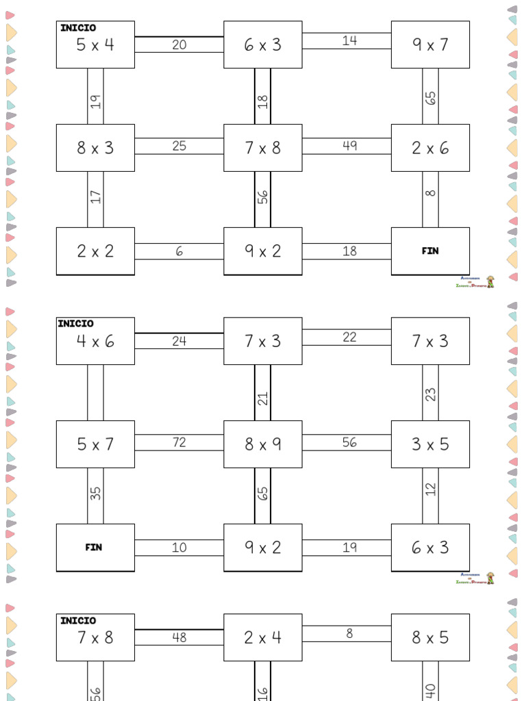 Laberinto de Multiplicaciones y Divisiones | PDF