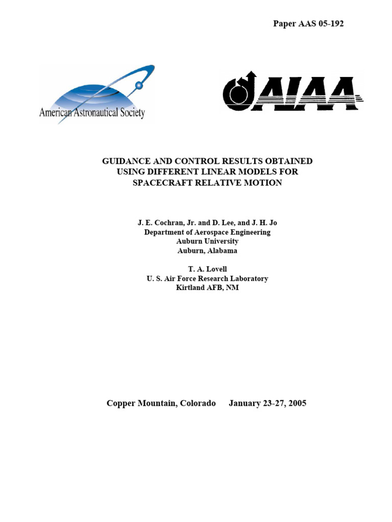 Guidance and Control Results Obtained Using Different Linear Models For ...