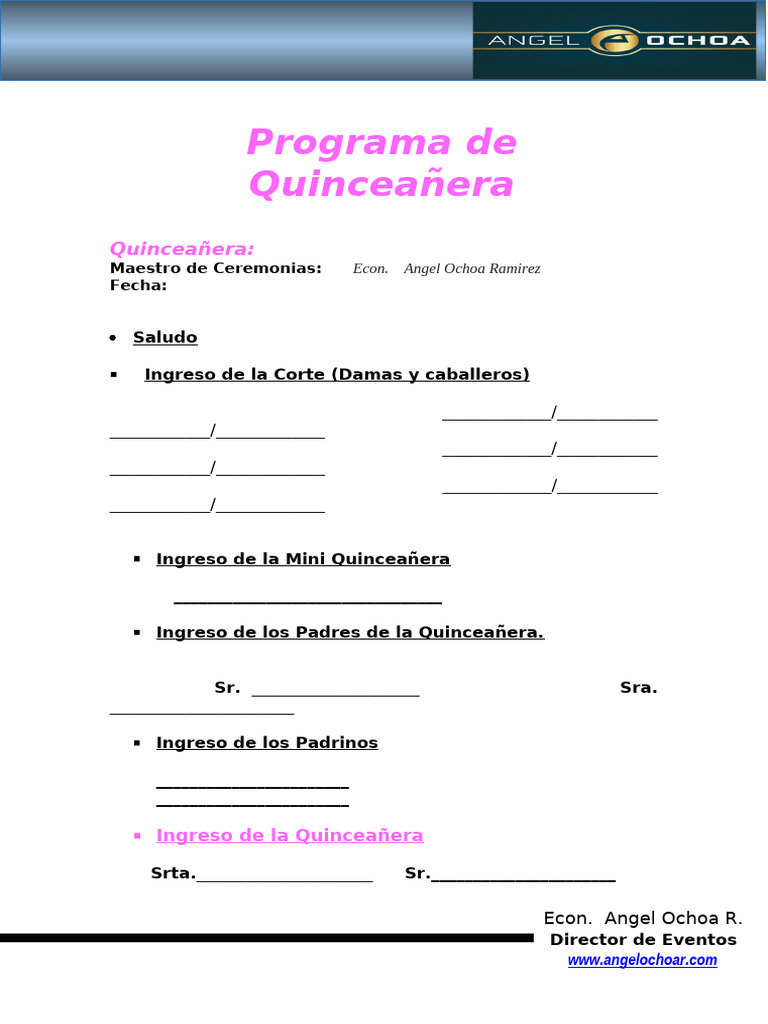 Programa de Quinceañera 2024 | PDF | México | Eventos de entretenimiento