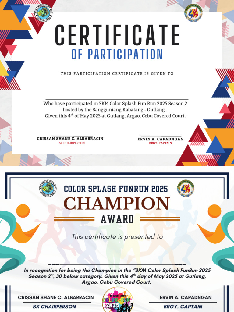 3KM Color Splash Fun Run 2025 Awards | PDF