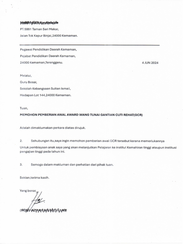 CTH Surat Permohonan (Dari Pemohon) | PDF