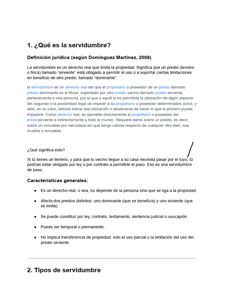 Servidumbre Resumen Derecho Civil ¿Qué Es? Tipos Elementos | PDF | Propiedad | Feudalismo