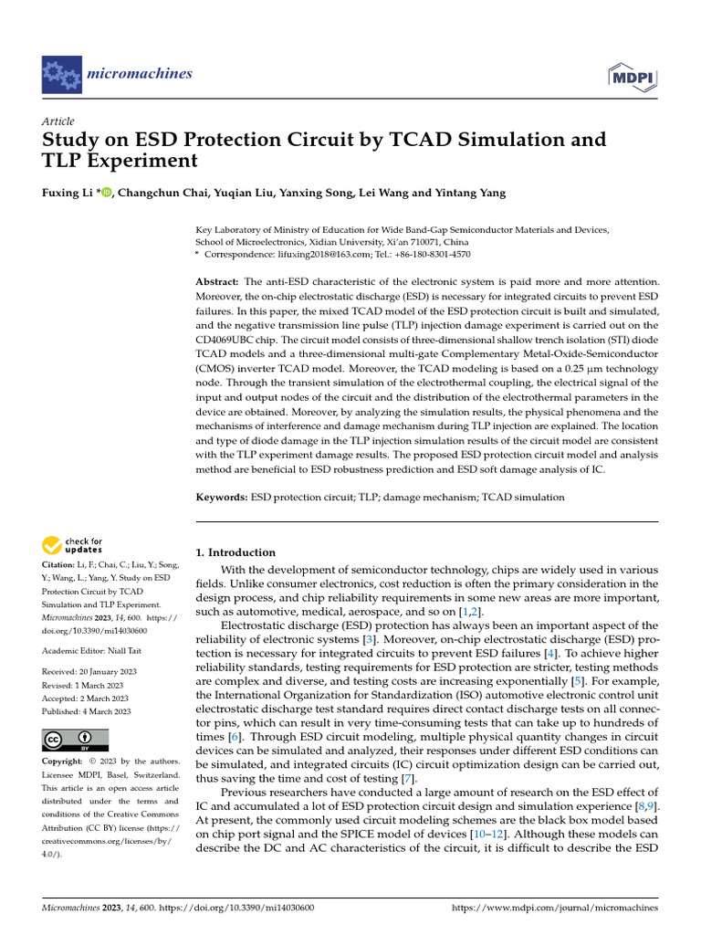 Study On ESD Protection Circuit by TCAD Simulation and TLP Experiment | PDF | Electrostatic ...
