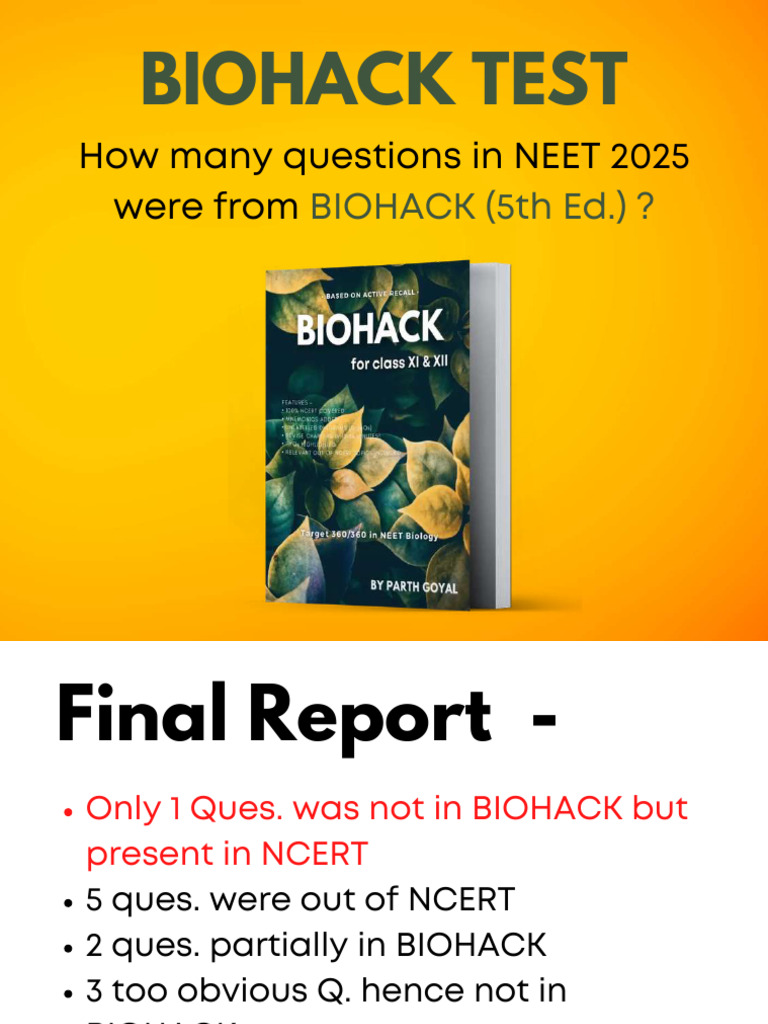NEET 2025 - BIOHACK TEST - Compressed | PDF