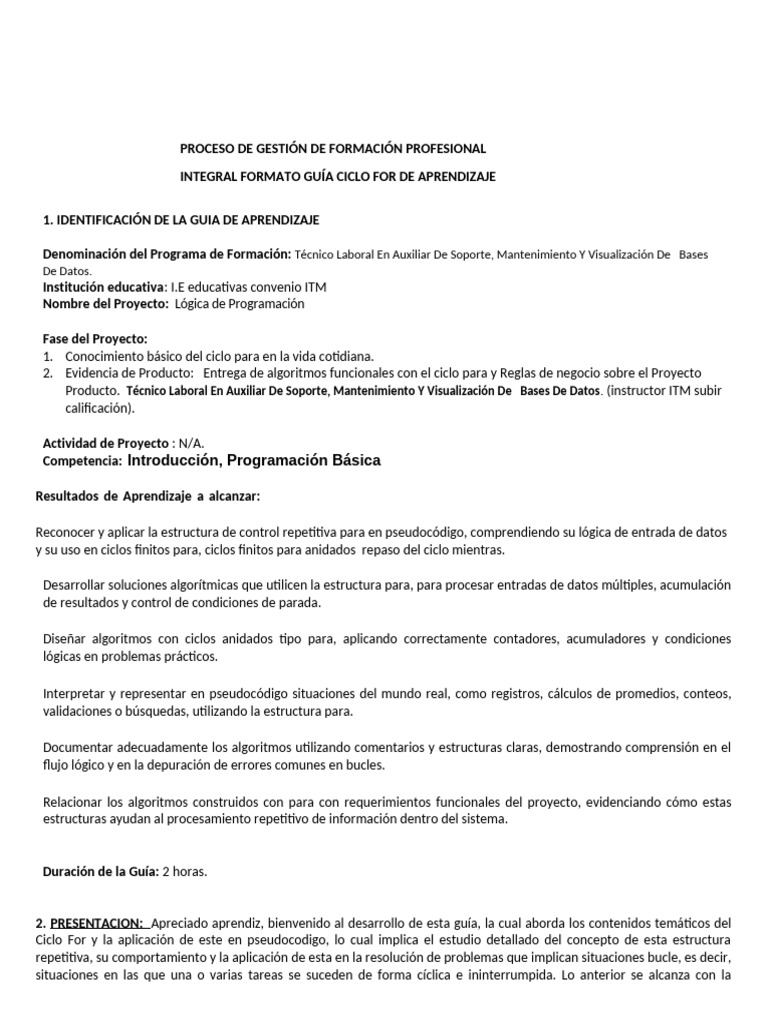 Guia Ciclo de Control para v2 | PDF | Algoritmos | Aprendizaje