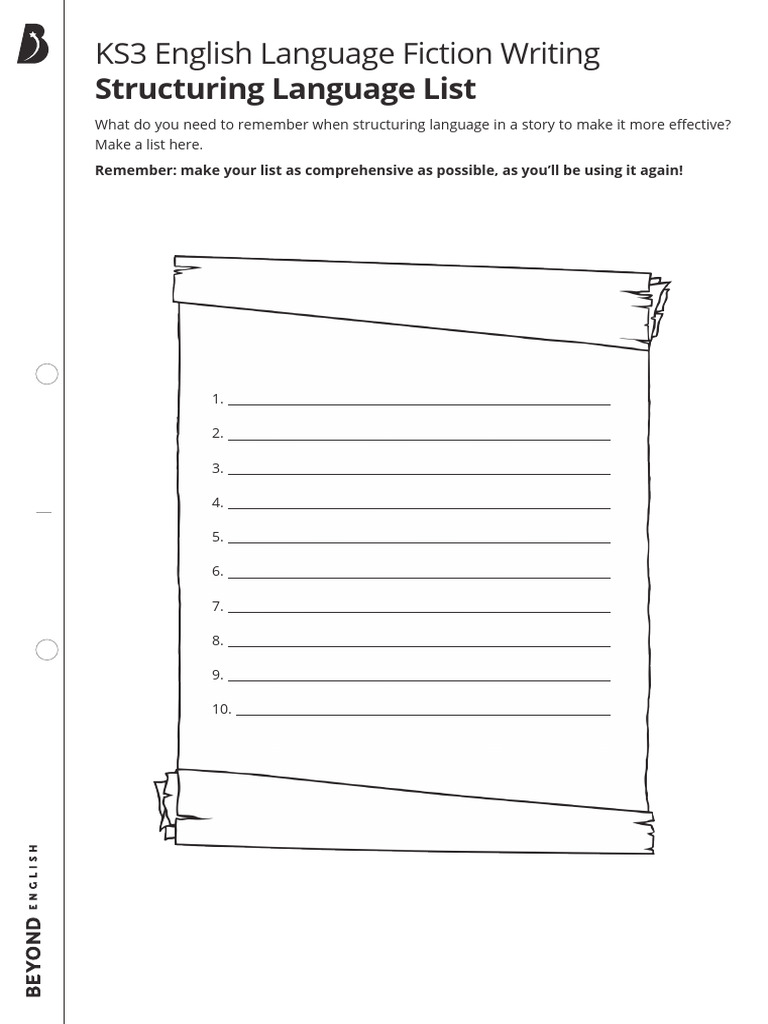 KS3 ELFW L6 Structuring Language List | PDF
