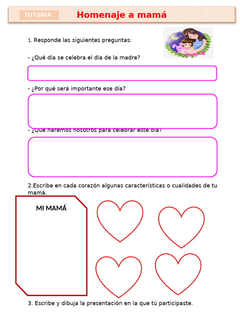 D1 A3 FICHA TUT. Homenaje A Mamá | PDF
