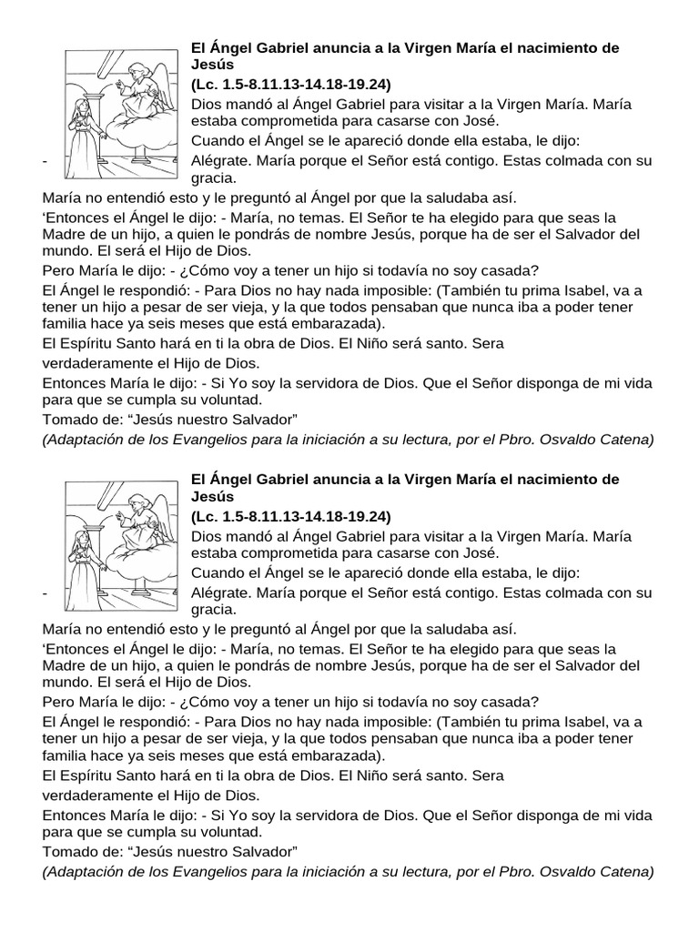 Anuncio del Ángel Gabriel a María | PDF | María, madre de Jesús | Gente ...