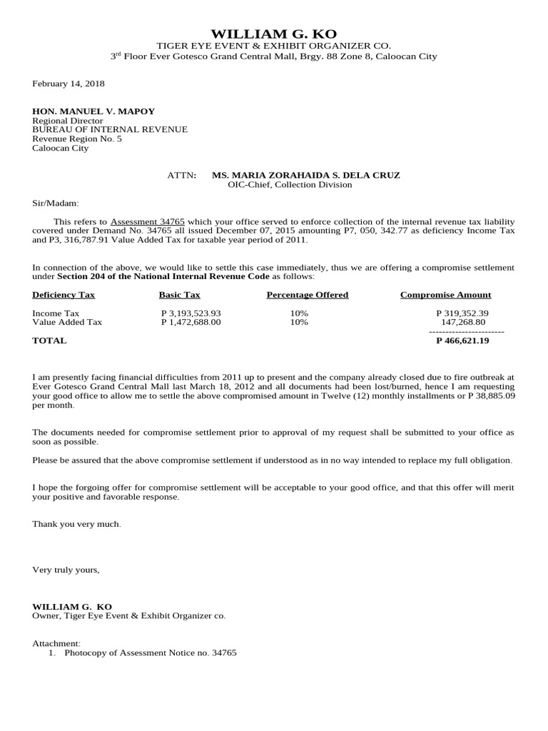 2.COMPROMISED LETTER_TIGER EYE | PDF | Taxes | Public Finance