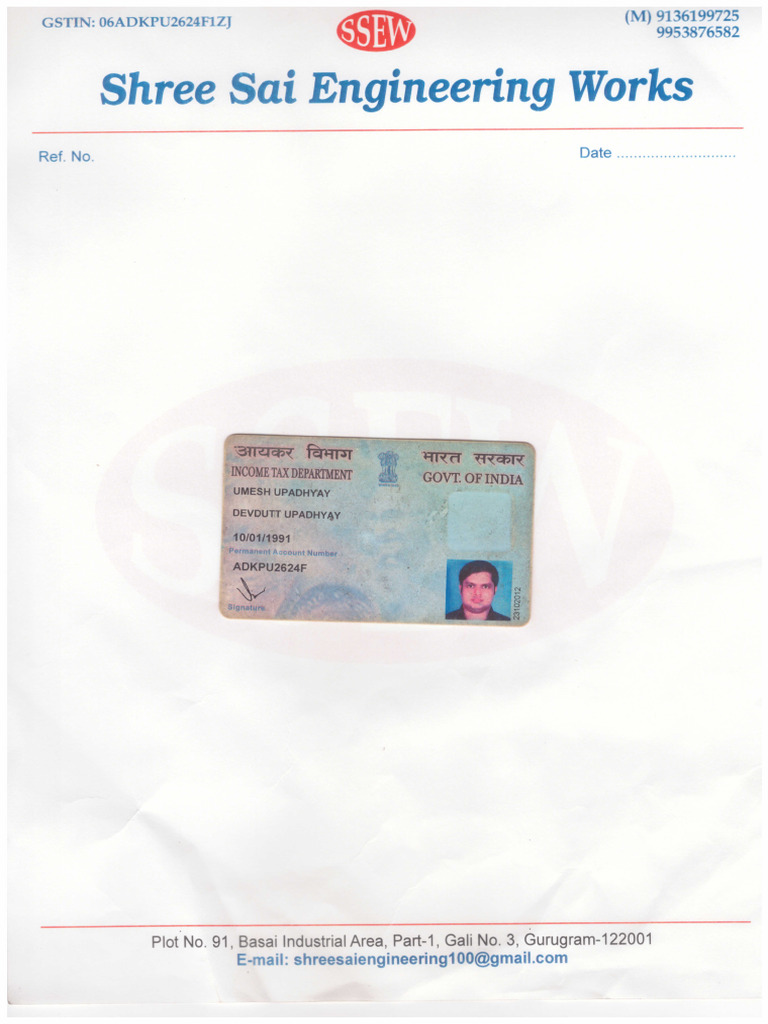 Pan Card Shree Sai Engineering Works | PDF