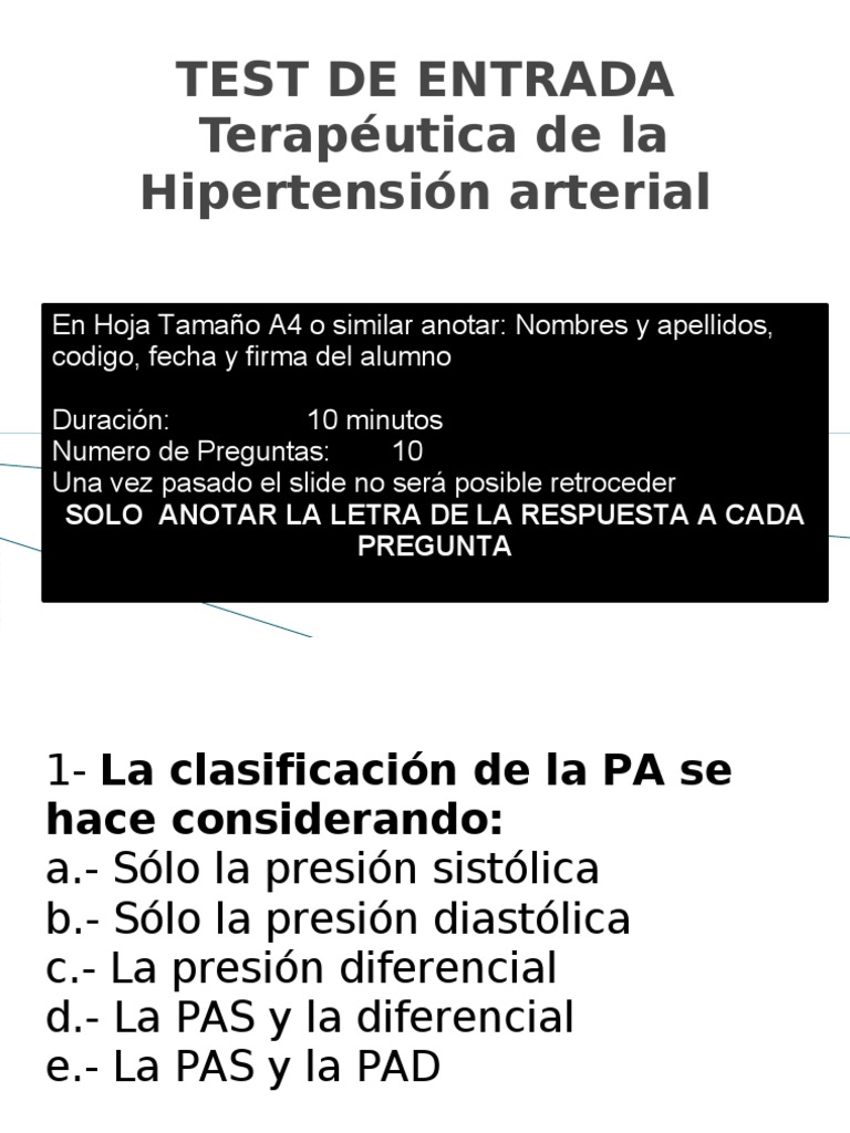 Test de Conocimientos sobre Hipertensión | PDF | Hipertensión | Rtt