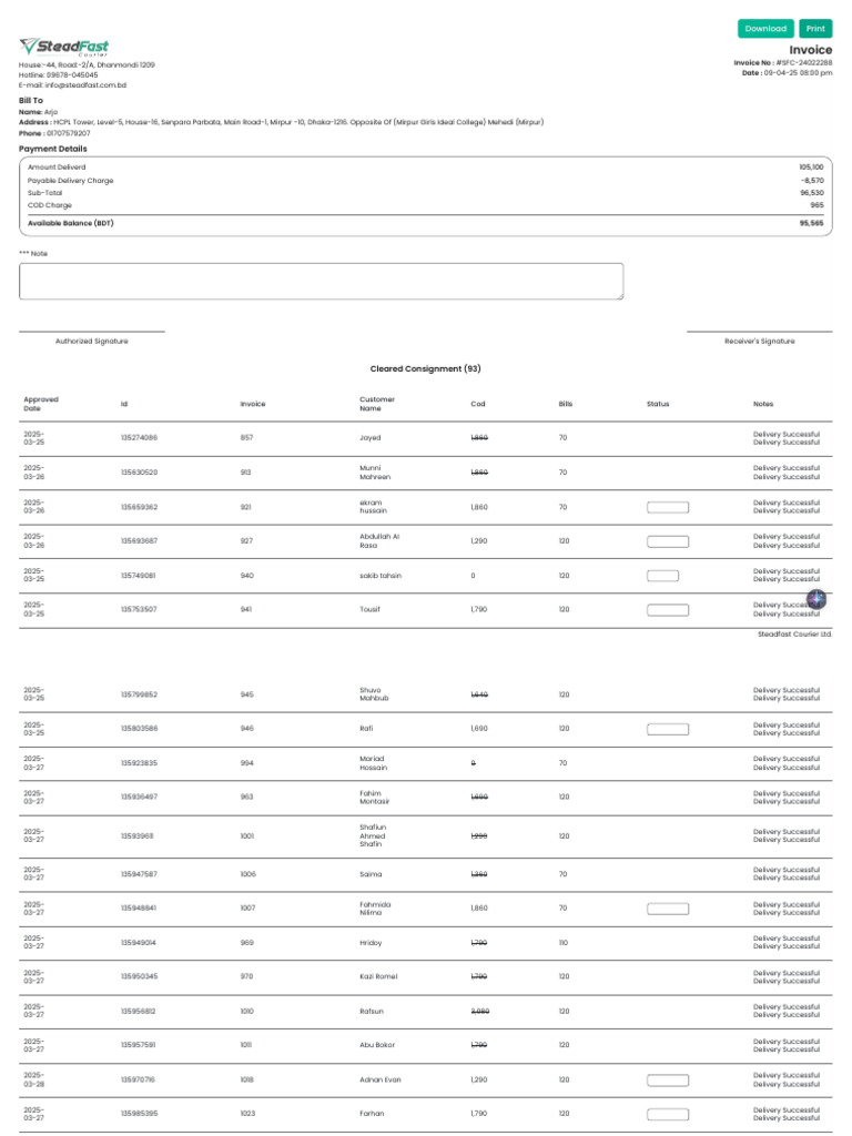 Marchant Dashboard - Steadfast Courer Limited 2 | PDF