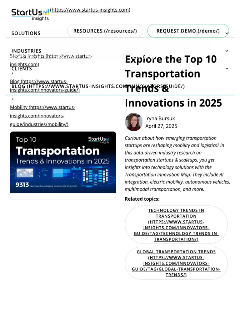 Explore The Top 10 Transportation Trends & Innovations in 2025 | PDF