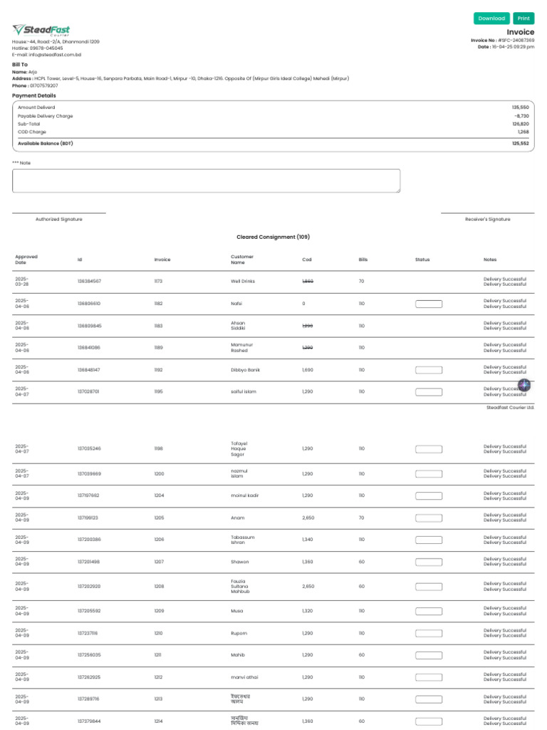 Marchant Dashboard _ Steadfast Courer Limited | PDF