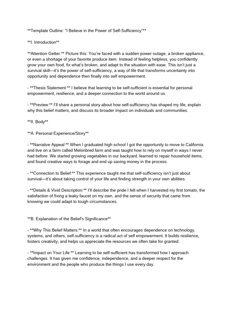 This I Believe Outline Easton Seymore | PDF | Psychological Concepts ...