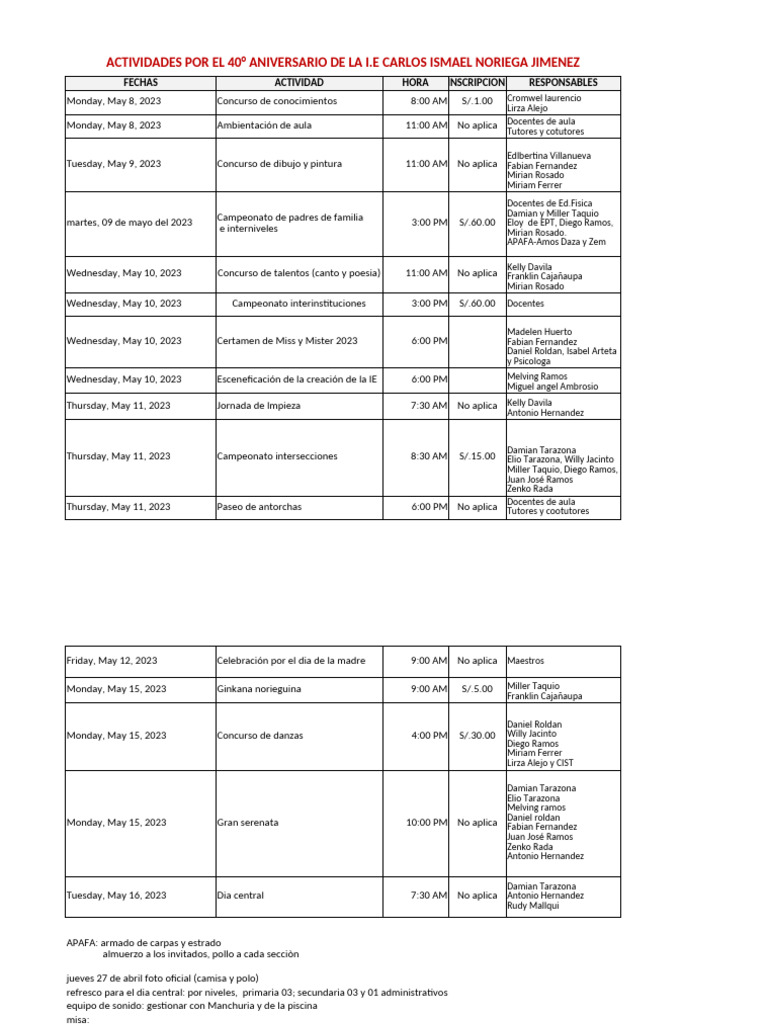 Programa Aniversario 2024 | PDF