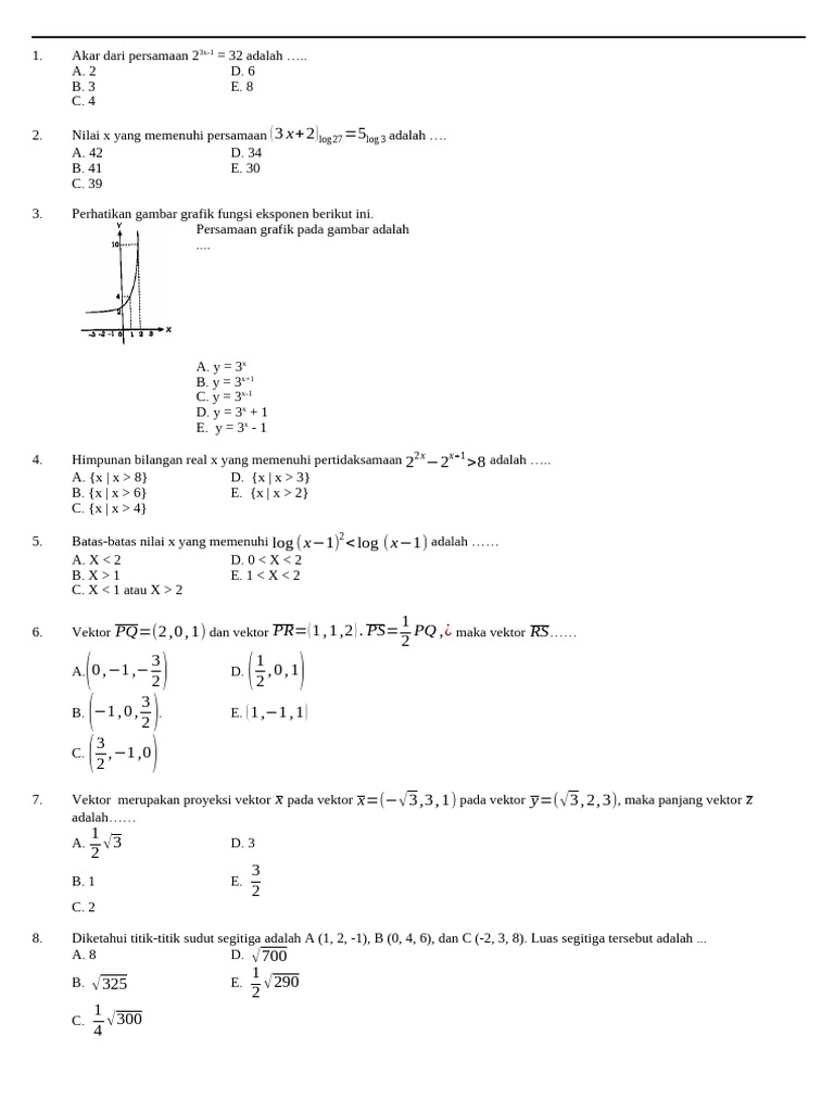 Soal US MTK Peminatan Kelas XII | PDF