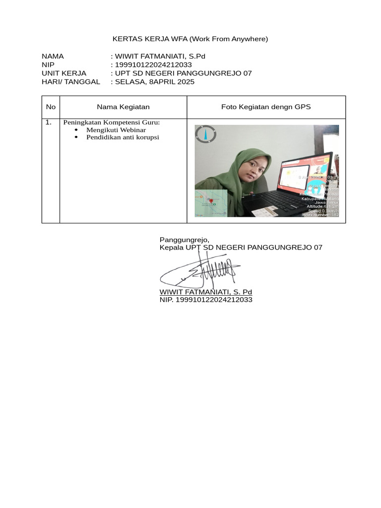 Kertas Kerja Wfa - 08 April 2025 | PDF