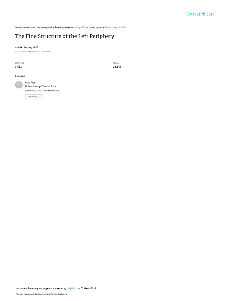 L_Rizzi_Fine_Structure_of_Left_Periphery | PDF