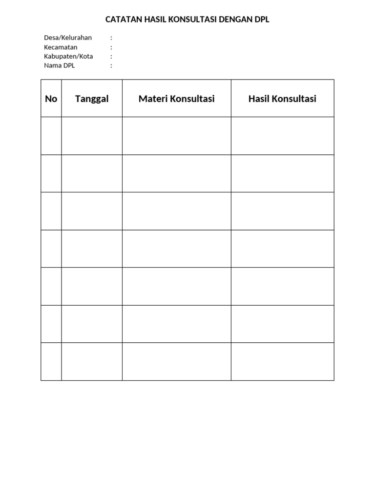 Catatan Hasil Konsultasi Dengan DPL | PDF