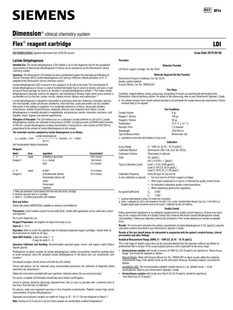 LDI Method for Lactate Dehydrogenase Testing | PDF | Lactate ...