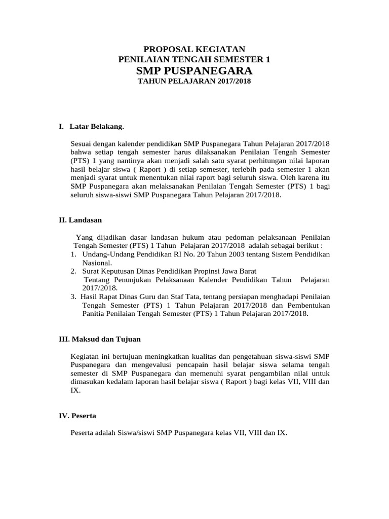 Proposal Pengajuan Kegiatan Uts | PDF