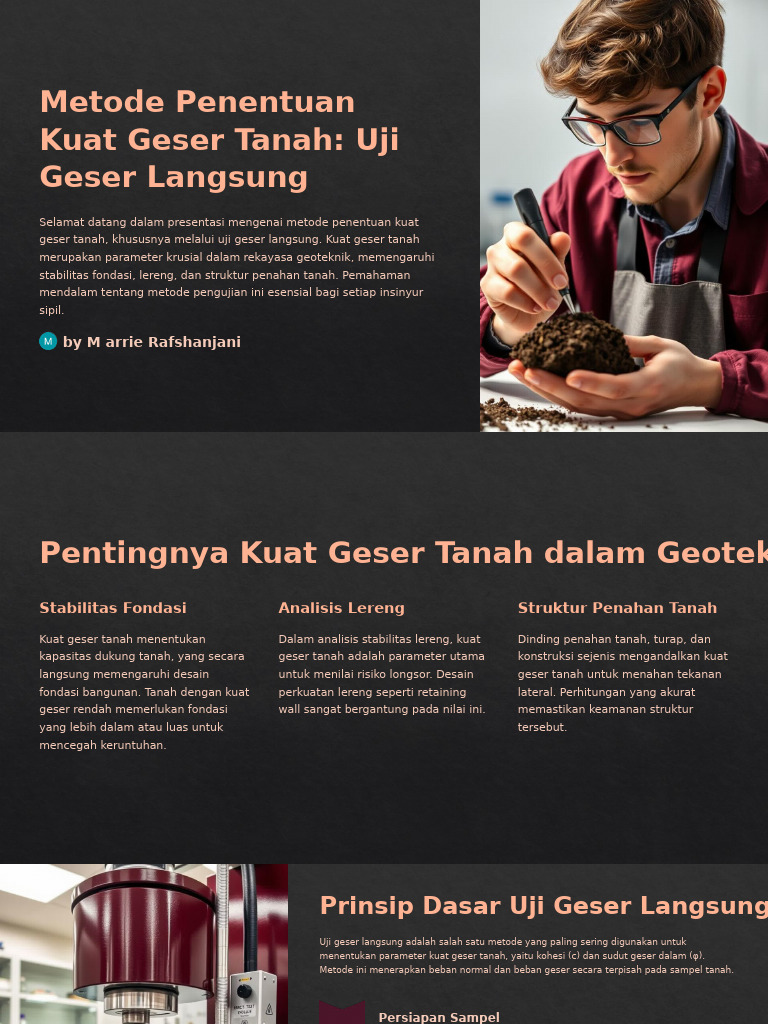 Metode Penentuan Kuat Geser Tanah Uji Geser Langsung | PDF