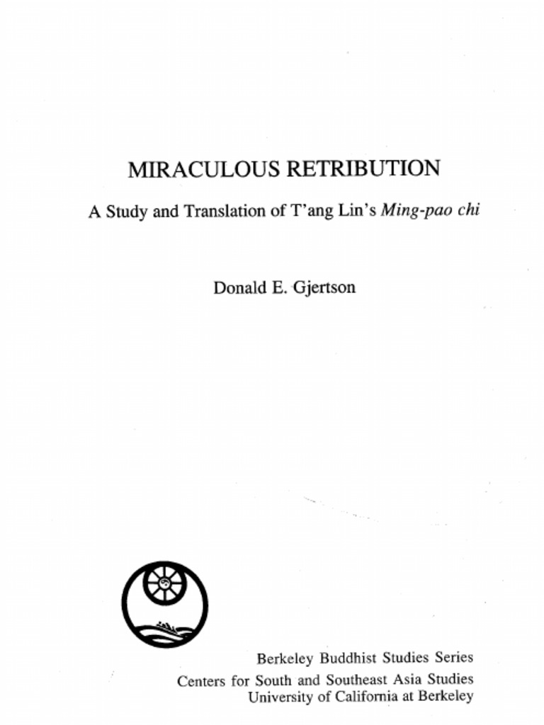 Miraculous Retribution A Study and Translation of Tang Lins Ming-Pao Chi (Donald E. Gjertson) | PDF