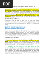 Chapter 1 Analysis of Things Fall Apart | PDF