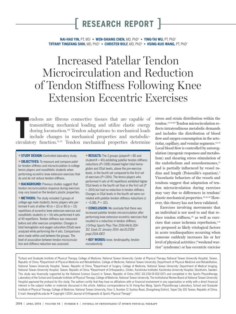 Rolf Et Al 2014 Increased Patellar Tendon Microcirculation and ...