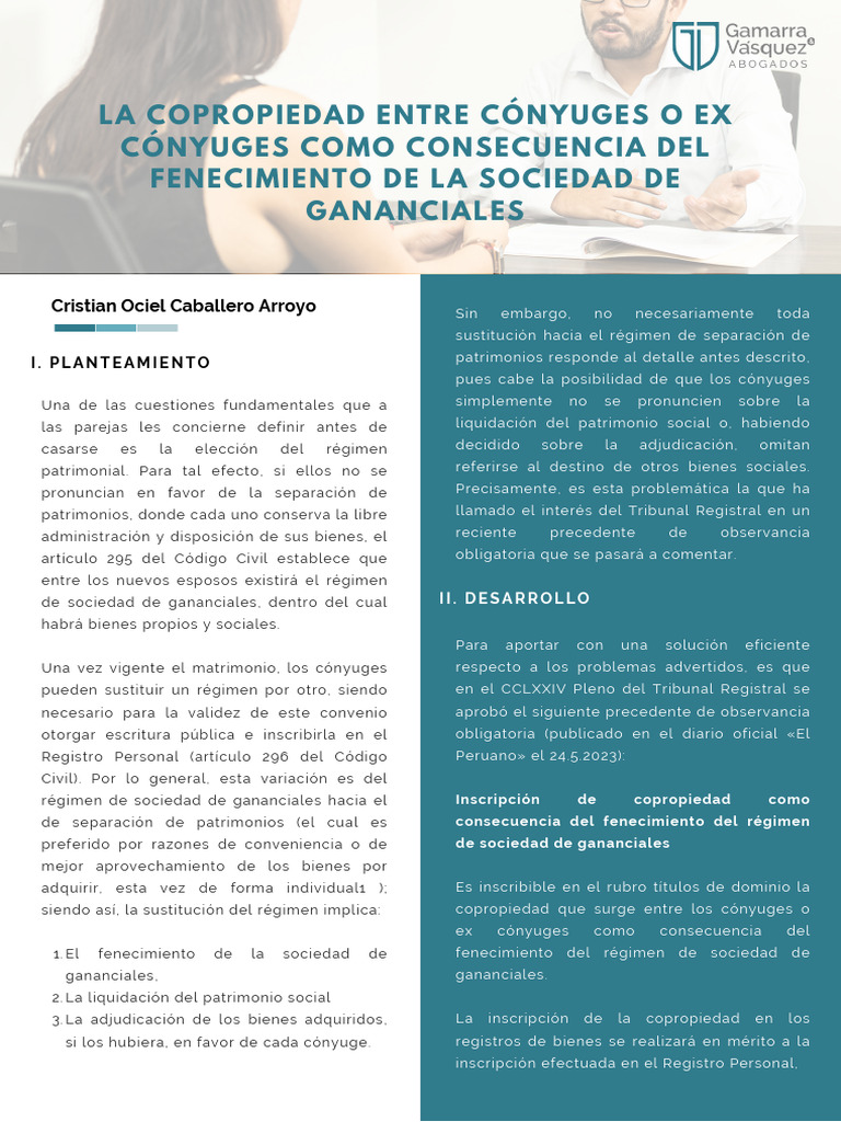Copropiedad tras la sociedad de gananciales | PDF | Propiedad de la ...
