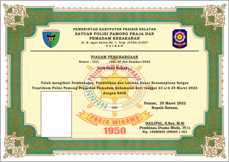 Sertifikat Satpol PP | PDF